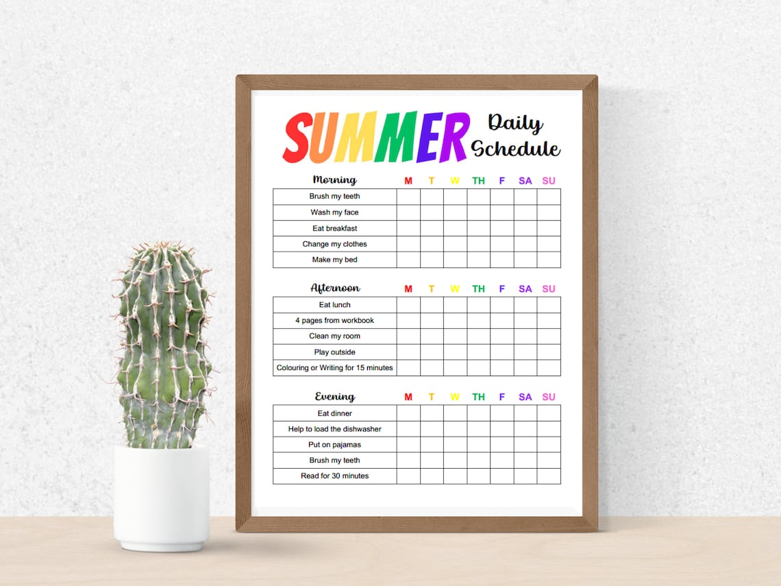 Editable and Printable Summer Checklist, Daily Summer Checklist Rules ...