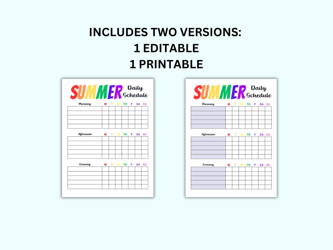 Editable and Printable Summer Checklist, Daily Summer Checklist Rules ...