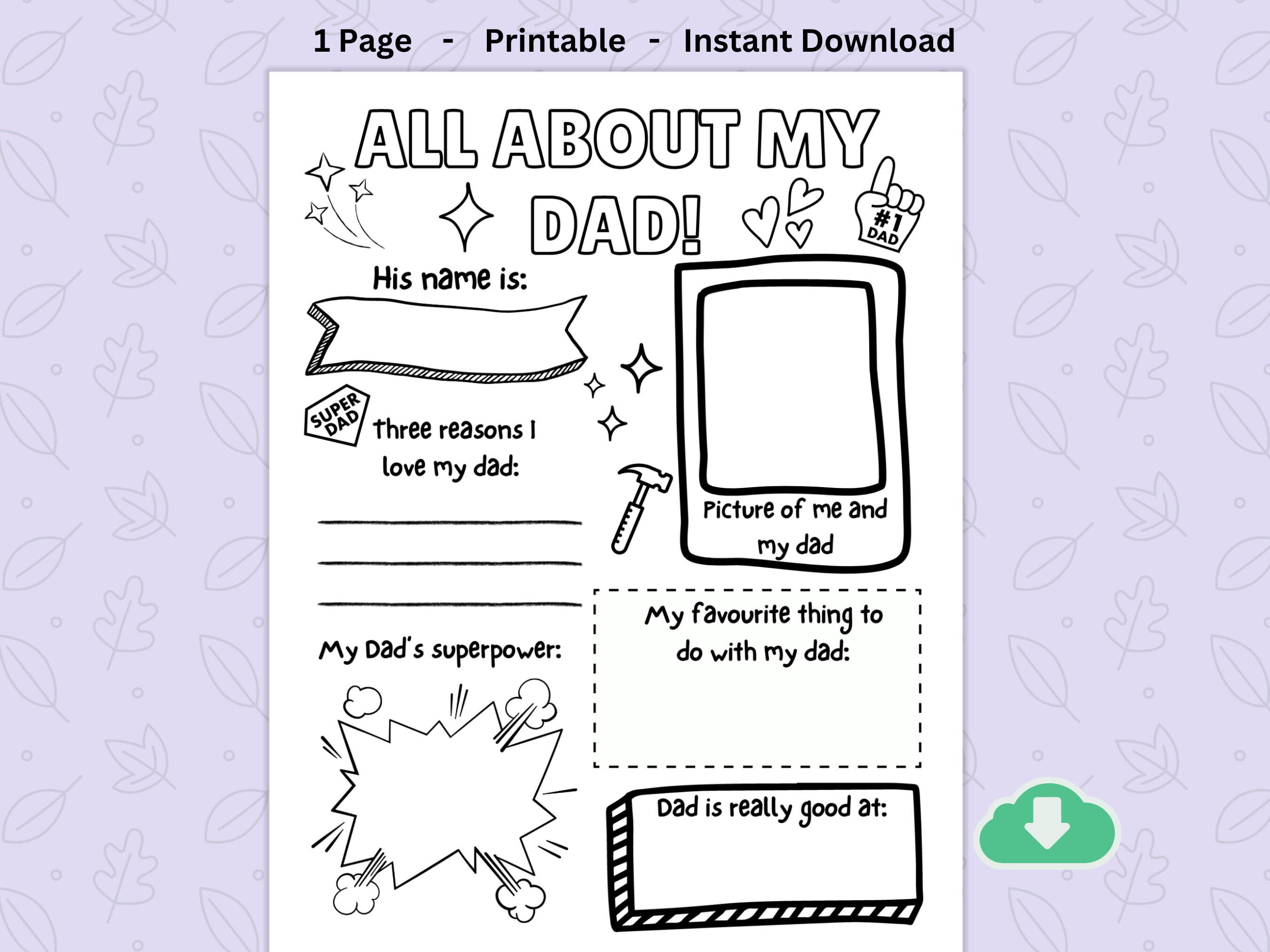 All About My Dad Happy Father's Day Craft Art, Father's Day Activity ...