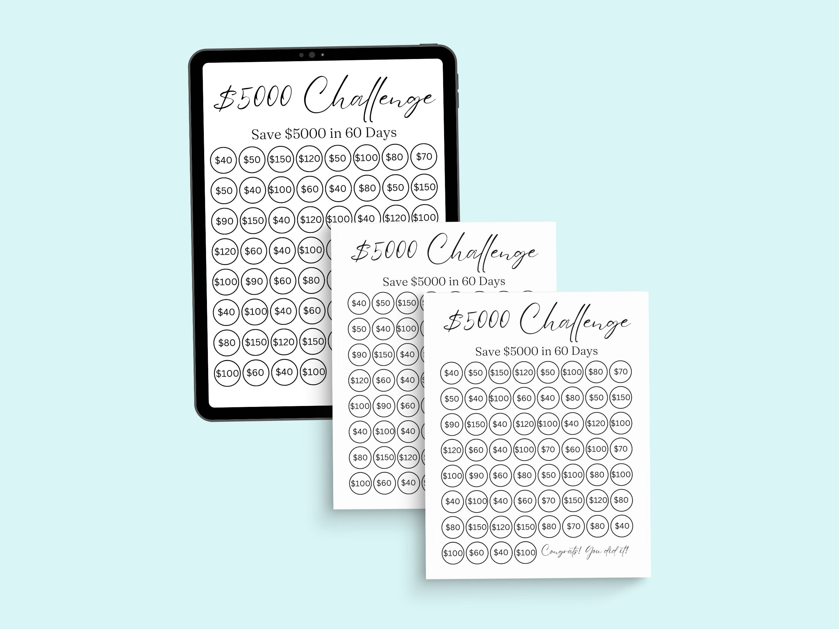 5000 Money Saving Challenge, Savings Tracker, Saving Money Tracker ...