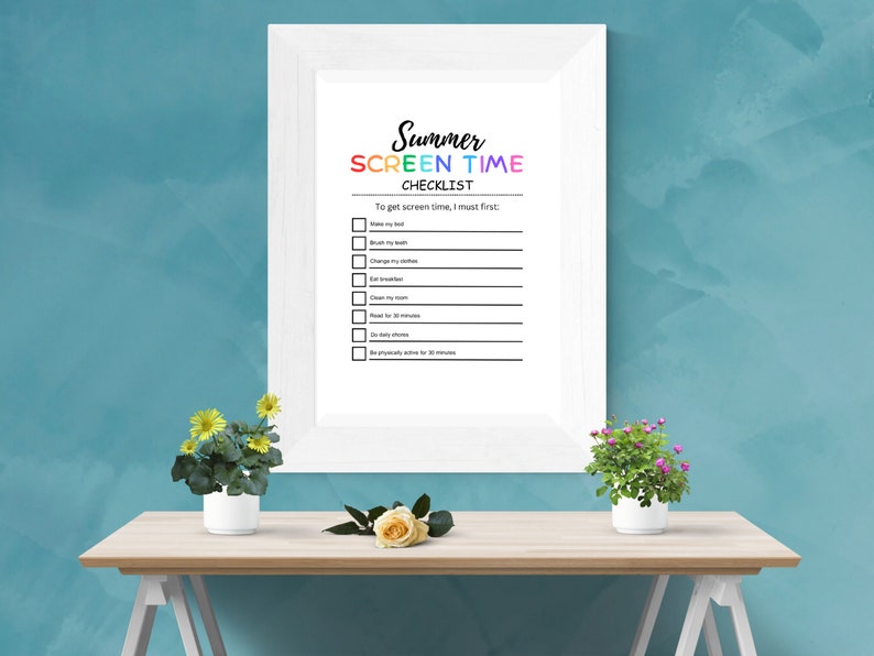 Summer Screen Time Checklist, Editable Screen Time Chore Chart, Rules ...