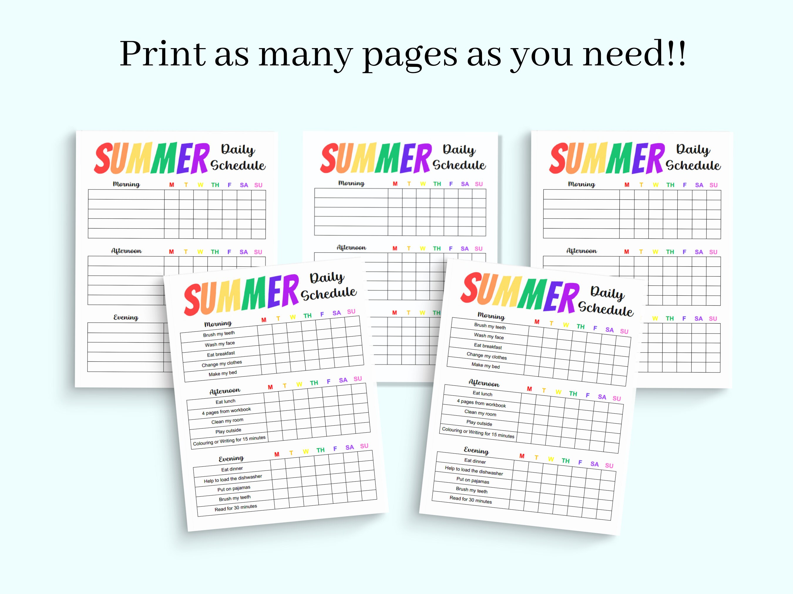 Editable and Printable Summer Checklist, Daily Summer Checklist Rules ...