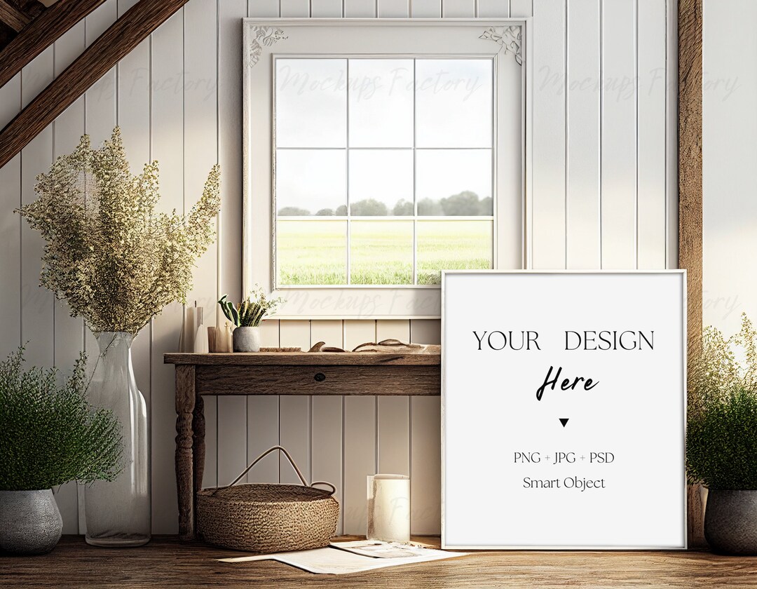 Modern Farmhouse Frame Mockup, Interior Home Mockup, Farmhouse Frame ...