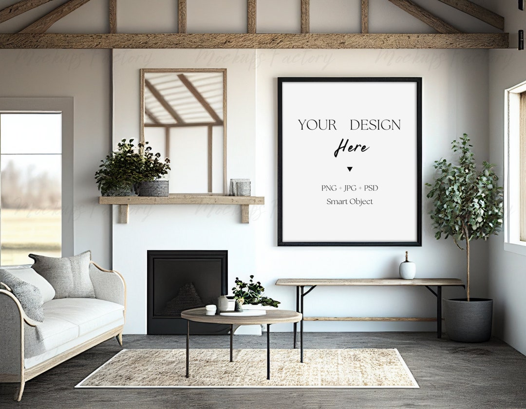 Modern Farmhouse Frame Mockup, Interior Home Mockup, Farmhouse Frame ...