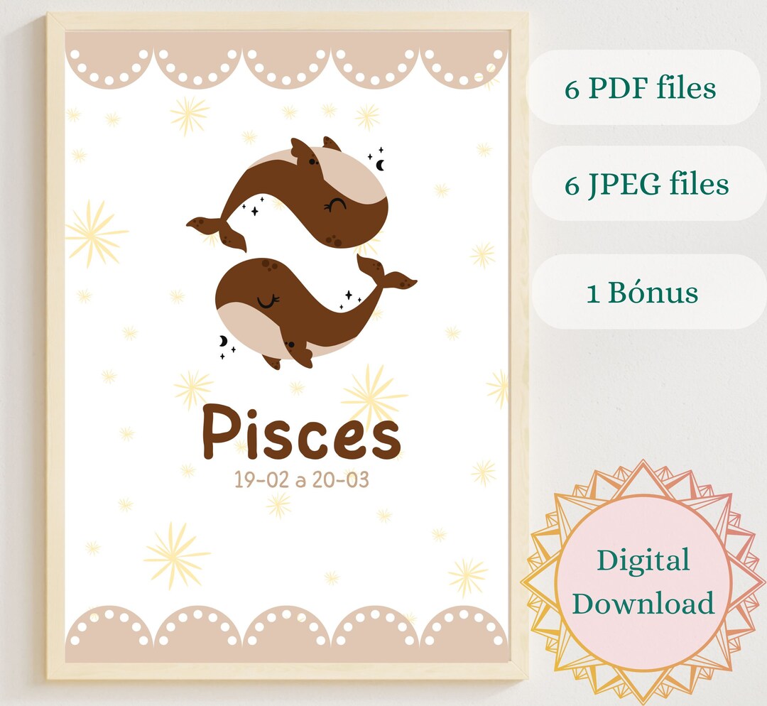 Kids Pisces Zodiac Sign Poster | Digital Download | New Baby Printable ...