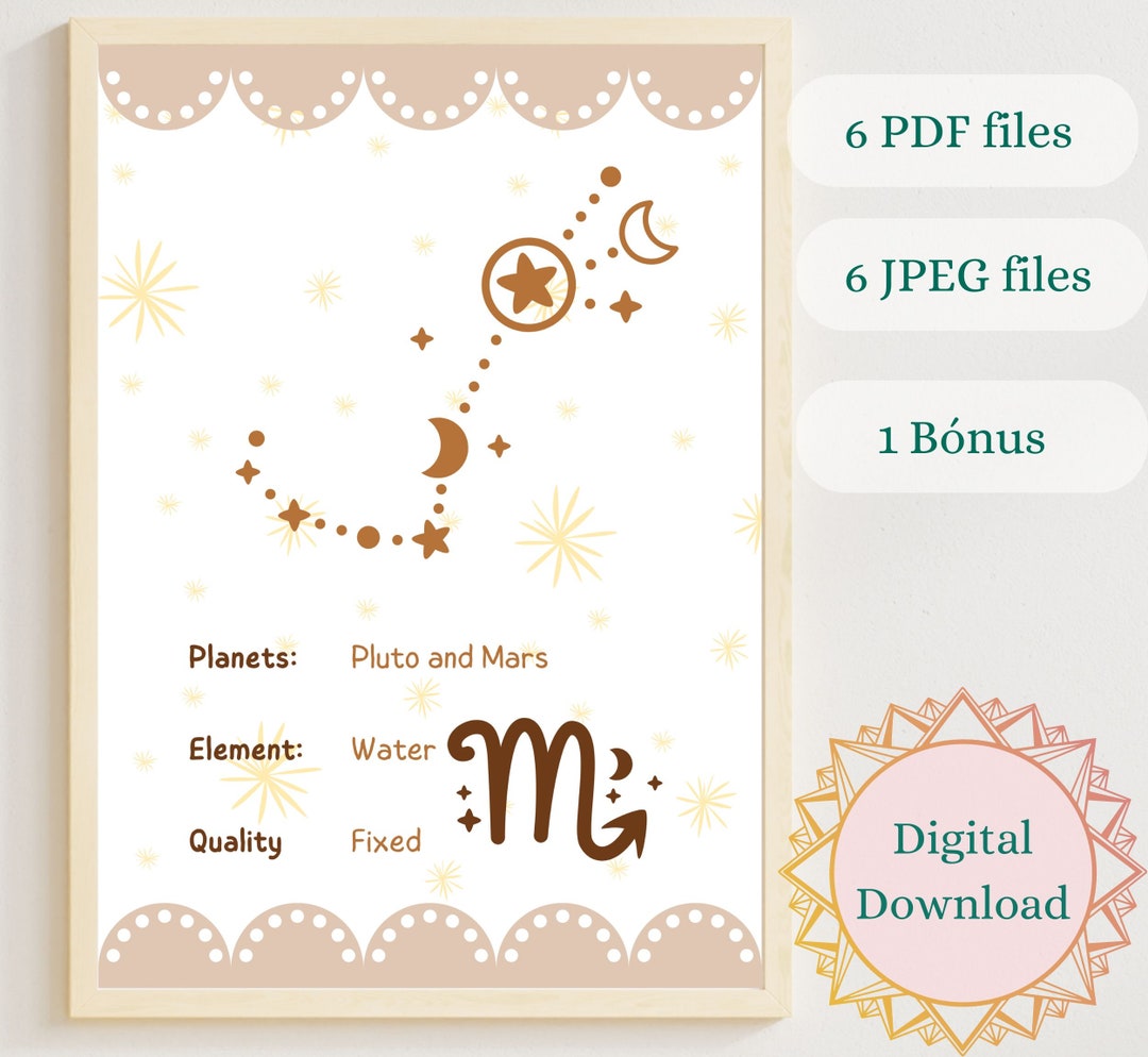 Kids Scorpio Zodiac Sign Poster | Digital Download | New Baby Printable ...