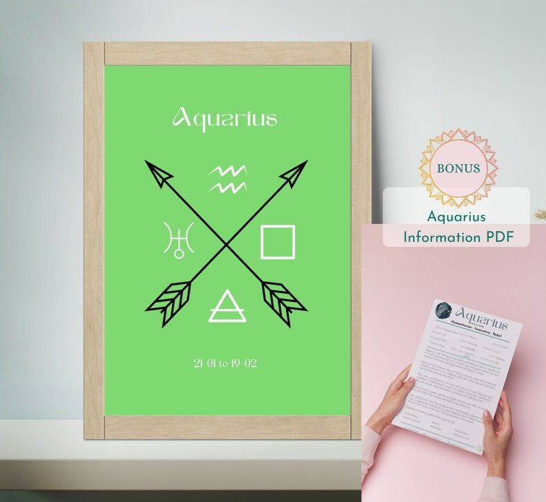 Aquarius Zodiac Sign | Zodiac Poster | Astrology Digital Download ...