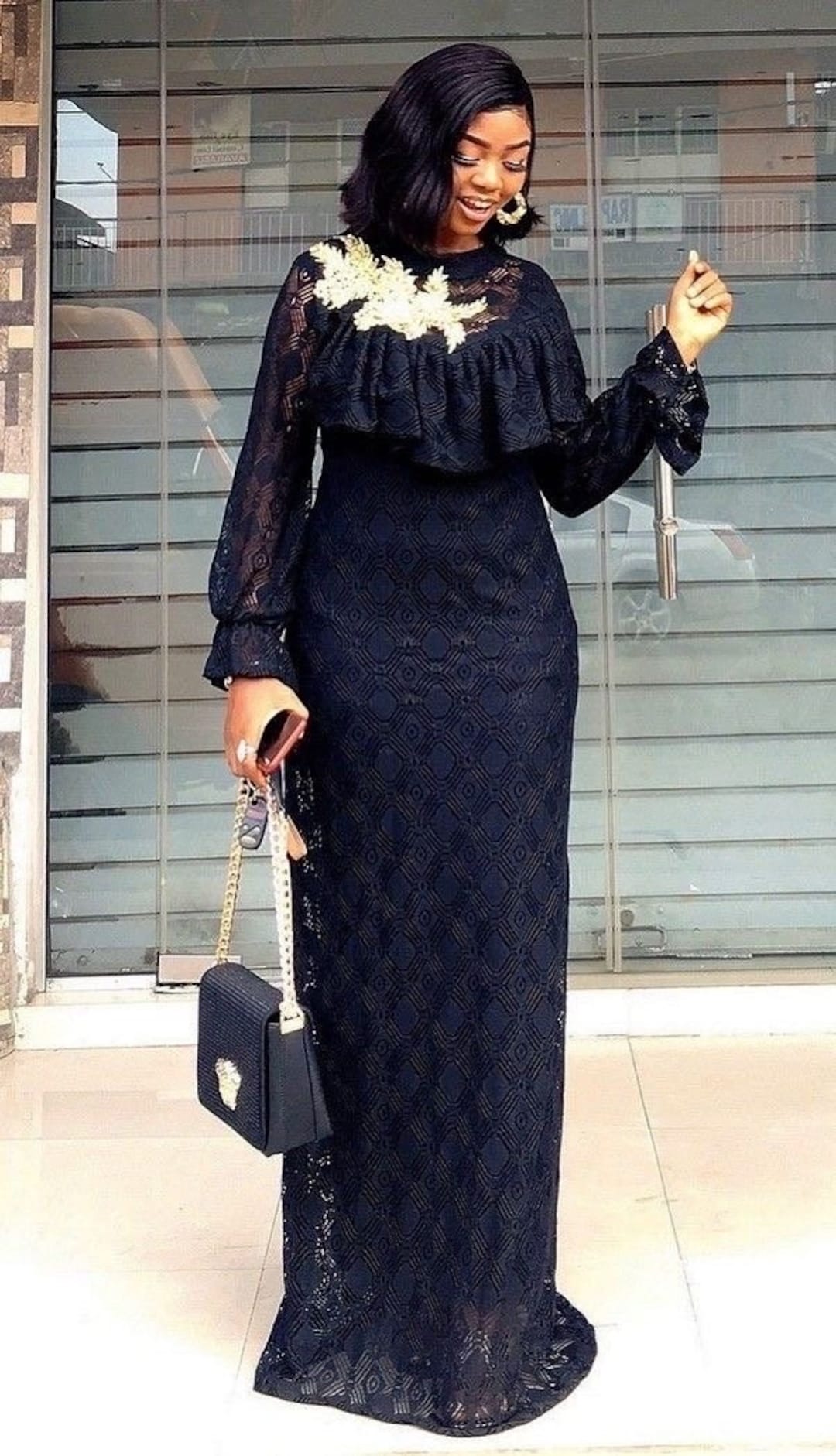 Black Net Kaftan , Black Dresses, Lace Gown , Black Boubou , Black Gown ...