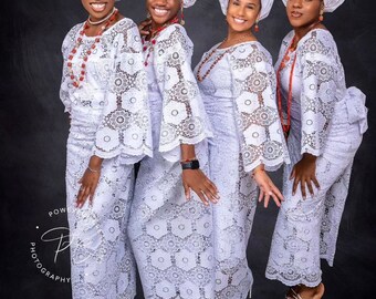 Iro and Buba , White Lace Wrapper and Blouse , African Women Clothing ...
