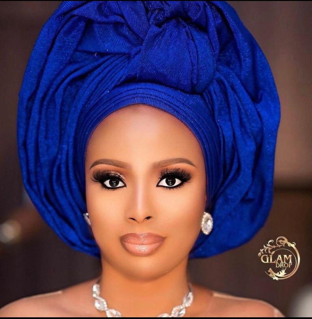 Royal Blue Auto Gele , Ready to Wear Headgear , Pre Tied Auto Gele ...