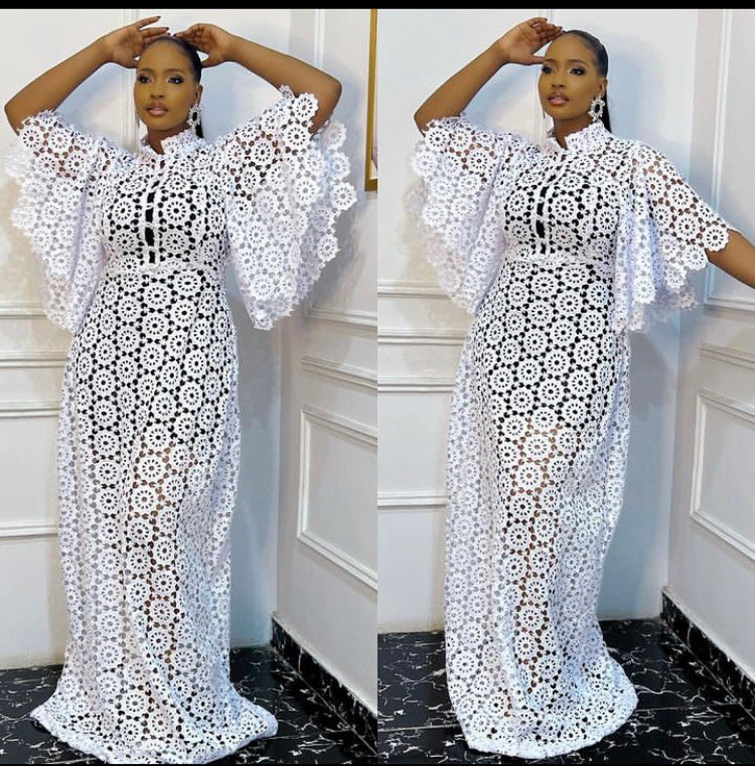 Lace Gown Kaftan, White Lace Kaftan , Women Fashion Clothing, White Party Lace Dress, Women ...