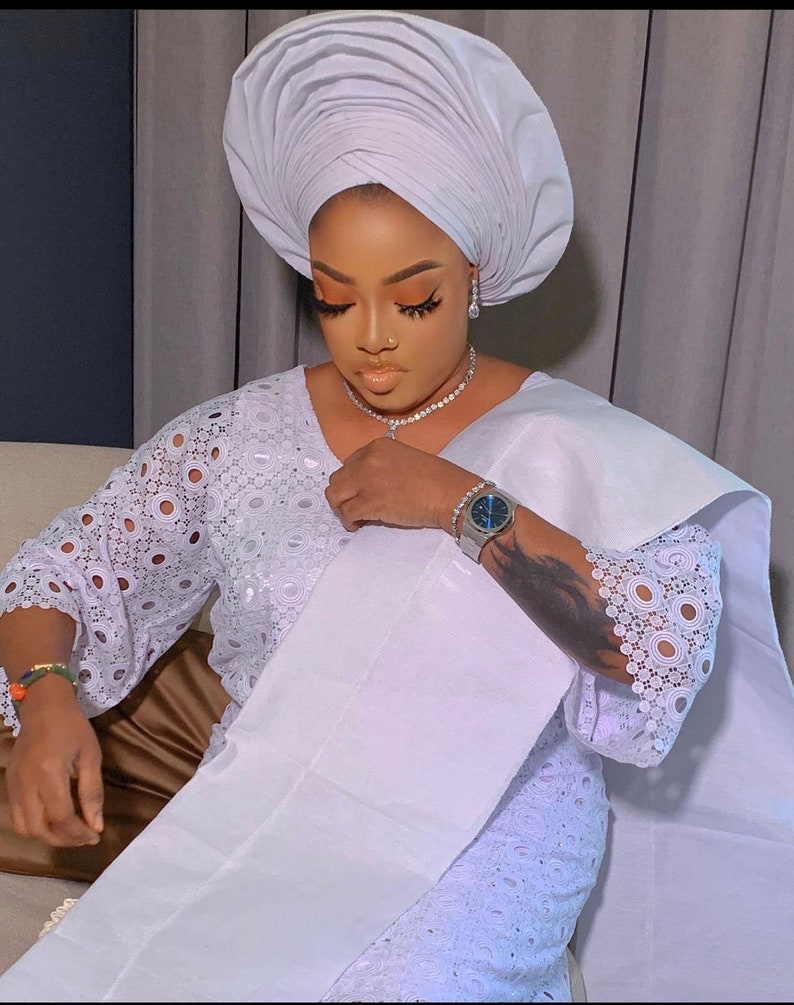 White Iro and Buba Lace, Boubou Kaftan Lace , Boubou Elegant Dress ...