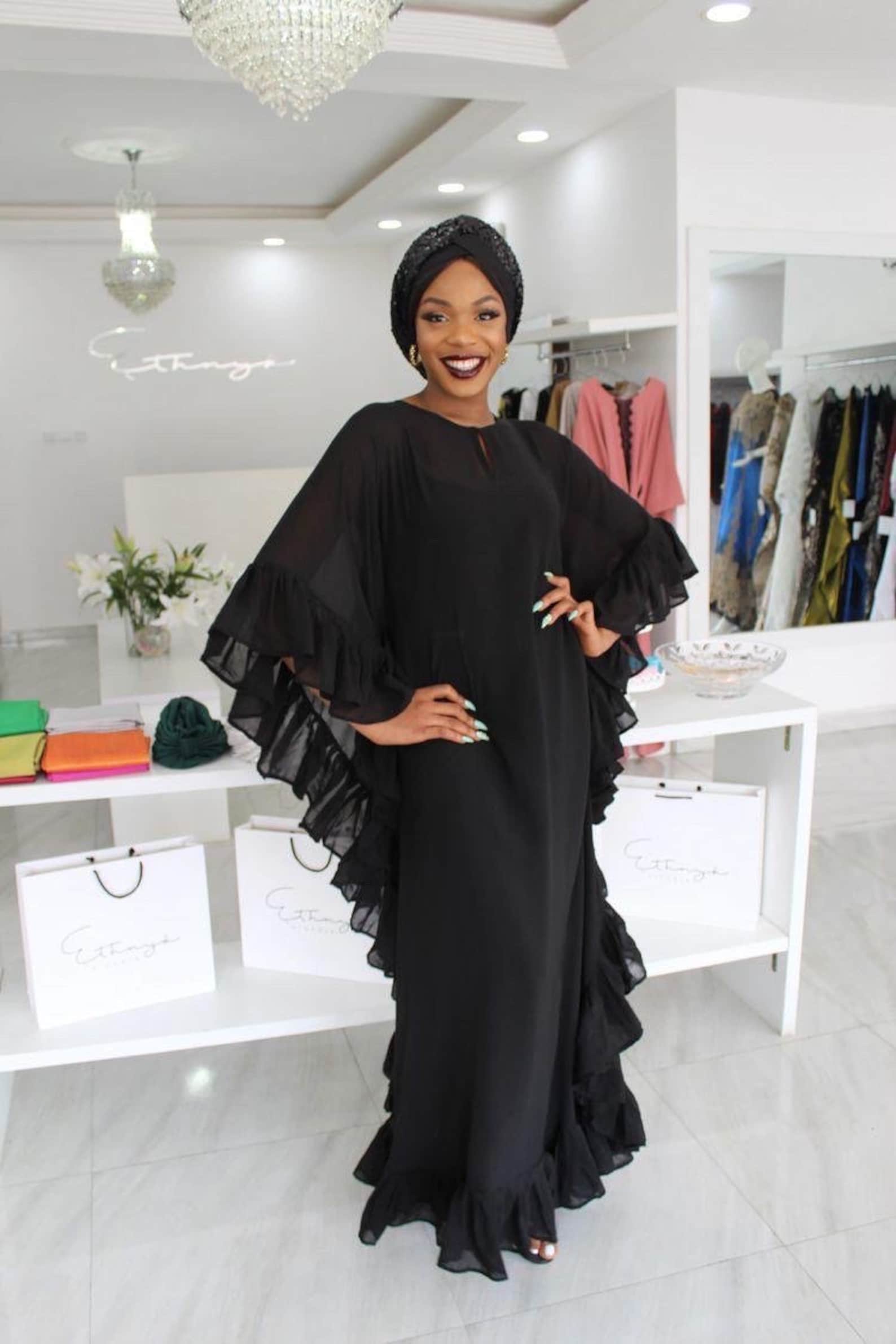 Black Boubou Gown ,elegant African Boubou Dress , Boubou Kaftan, Party ...