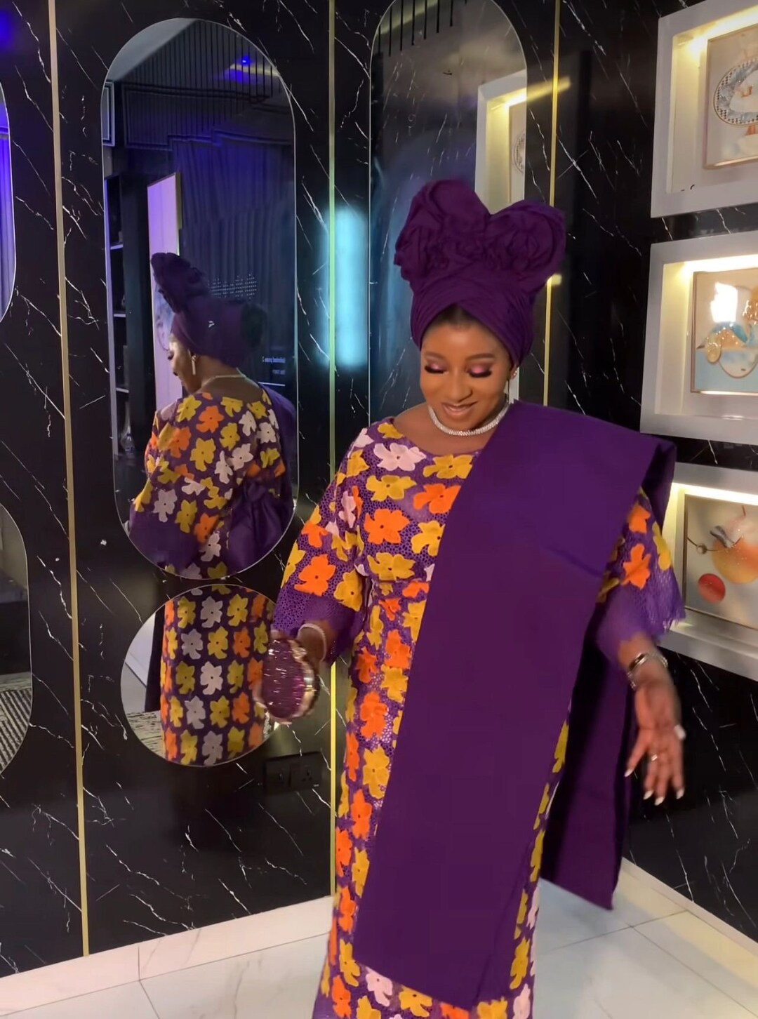 African Lace Wrapper and Blouse, African Engagement Wrapper and Blouse ...