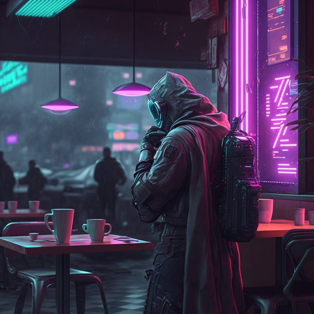 Cyberpunk Night Cafe, Digital Download - Etsy