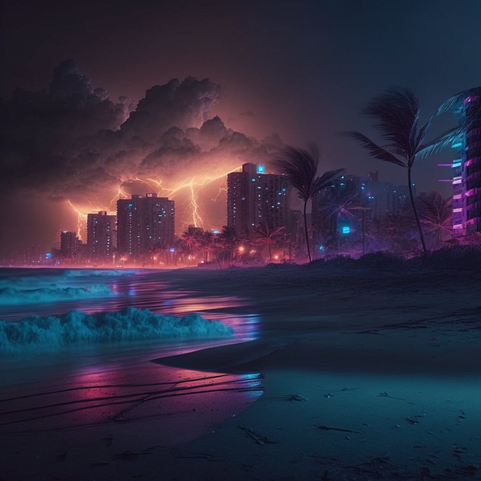 Cyberpunk Beach With Storm, Digital Download - Etsy