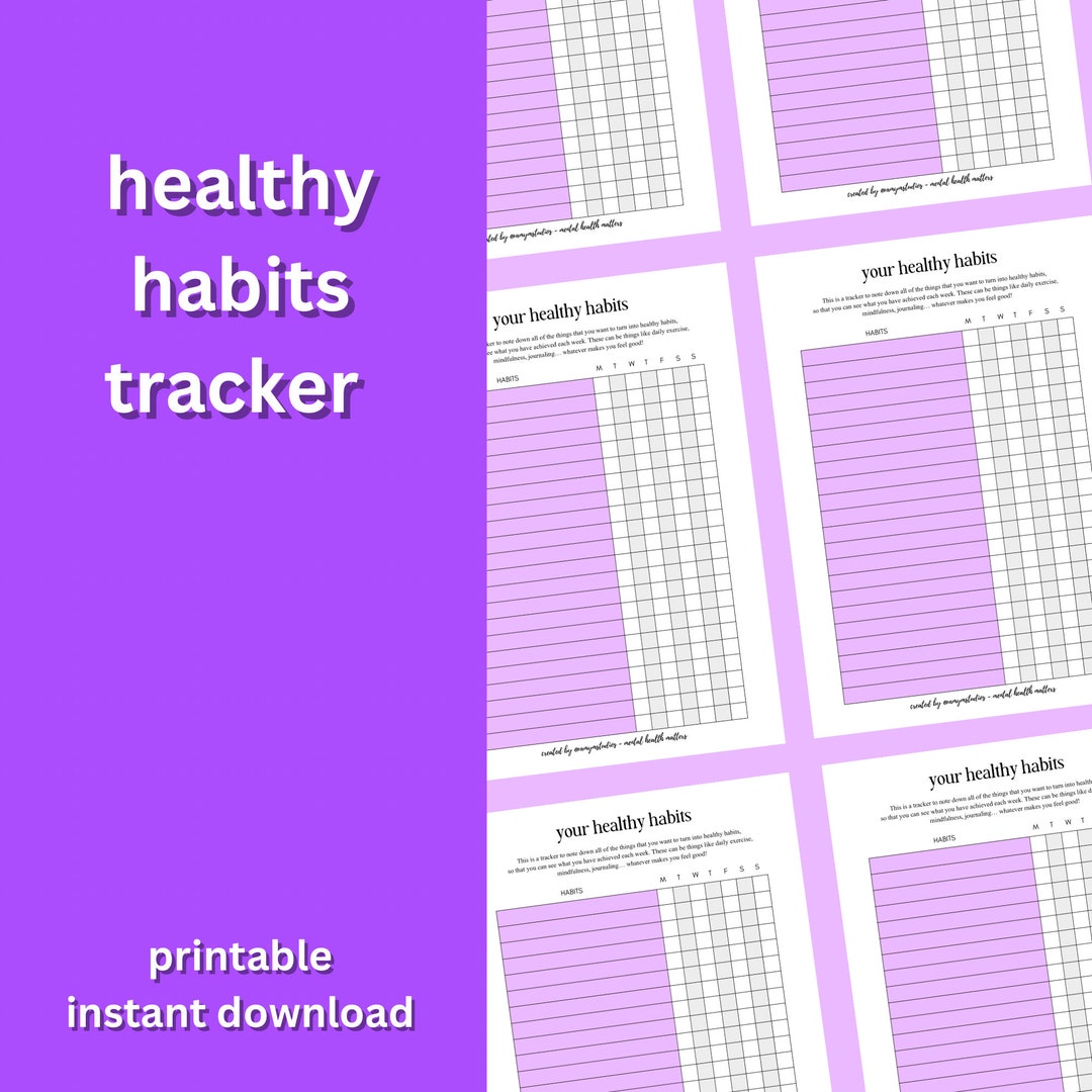 Healthy Habits Tracker // Mental Health Planner // Printable - Etsy