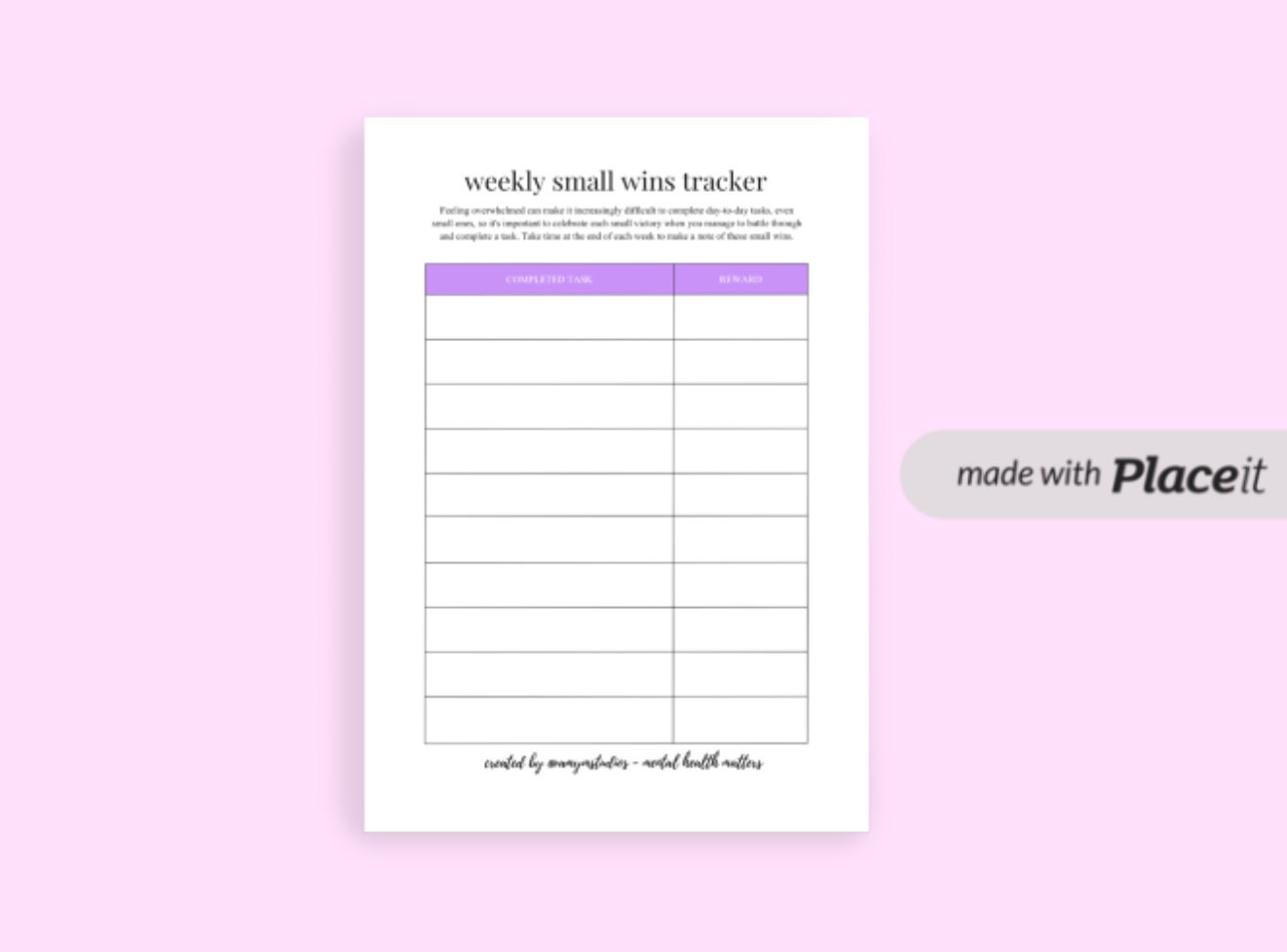Weekly Small Wins Tracker // Positive Reinforcement Sheet // Positivity ...
