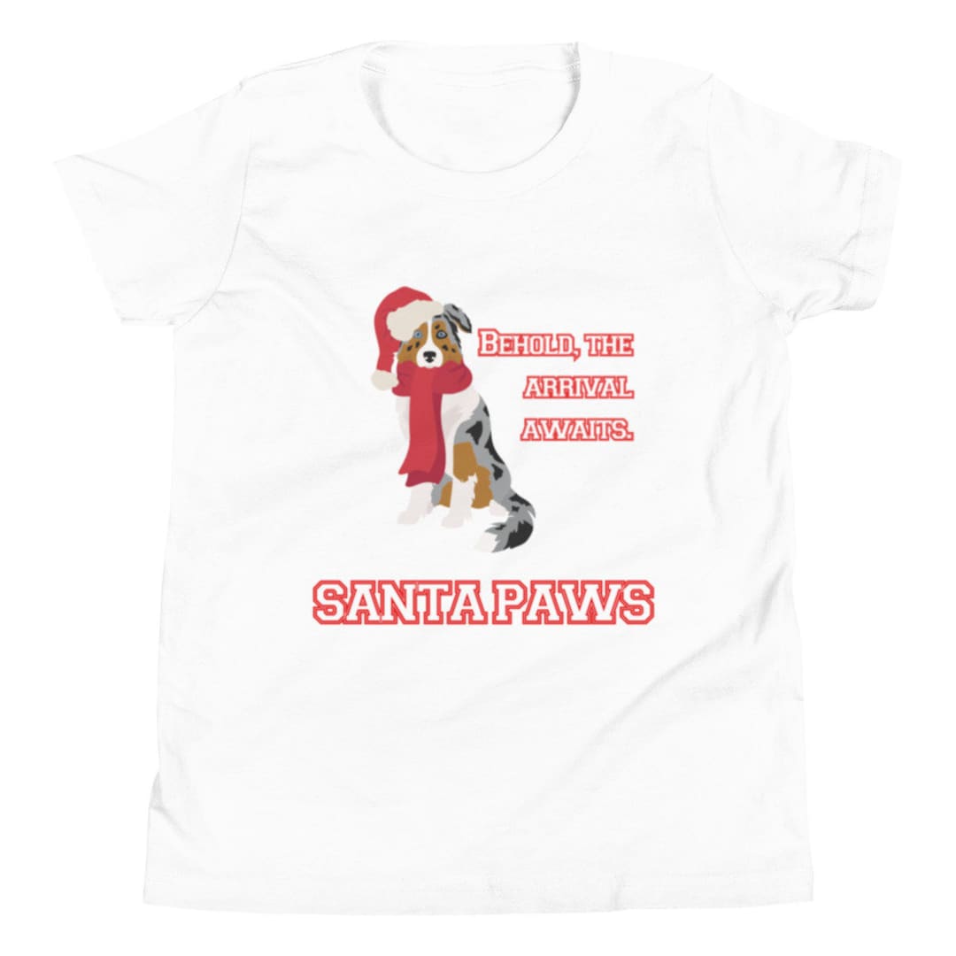 Santa Paws Dog Christmas T-shirt, Funny Holiday Youth Tee - Etsy