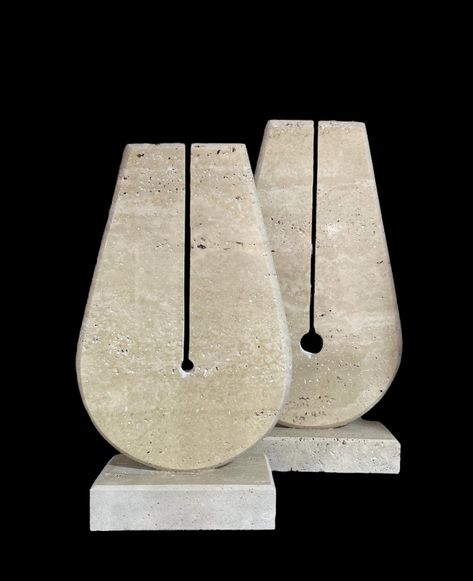 Travertine Decorative Objects Set of 2, Modern Home Decor, Natural ...