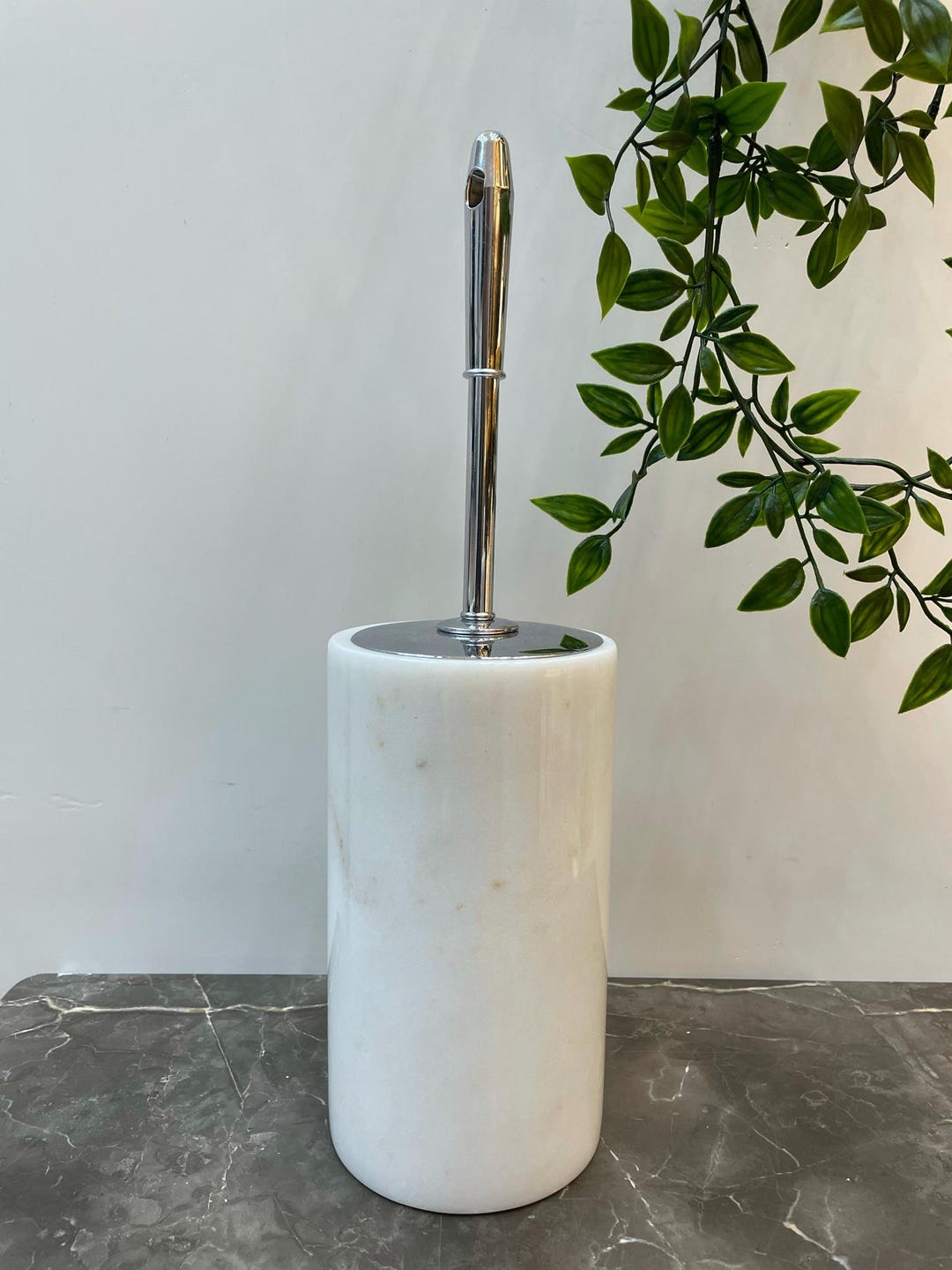 Marble Toilet Brush Holder / White Marble / Natural Stone Toilet Brush ...