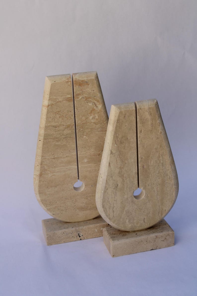 Travertine Decorative Objects Set of 2, Modern Home Decor, Natural ...