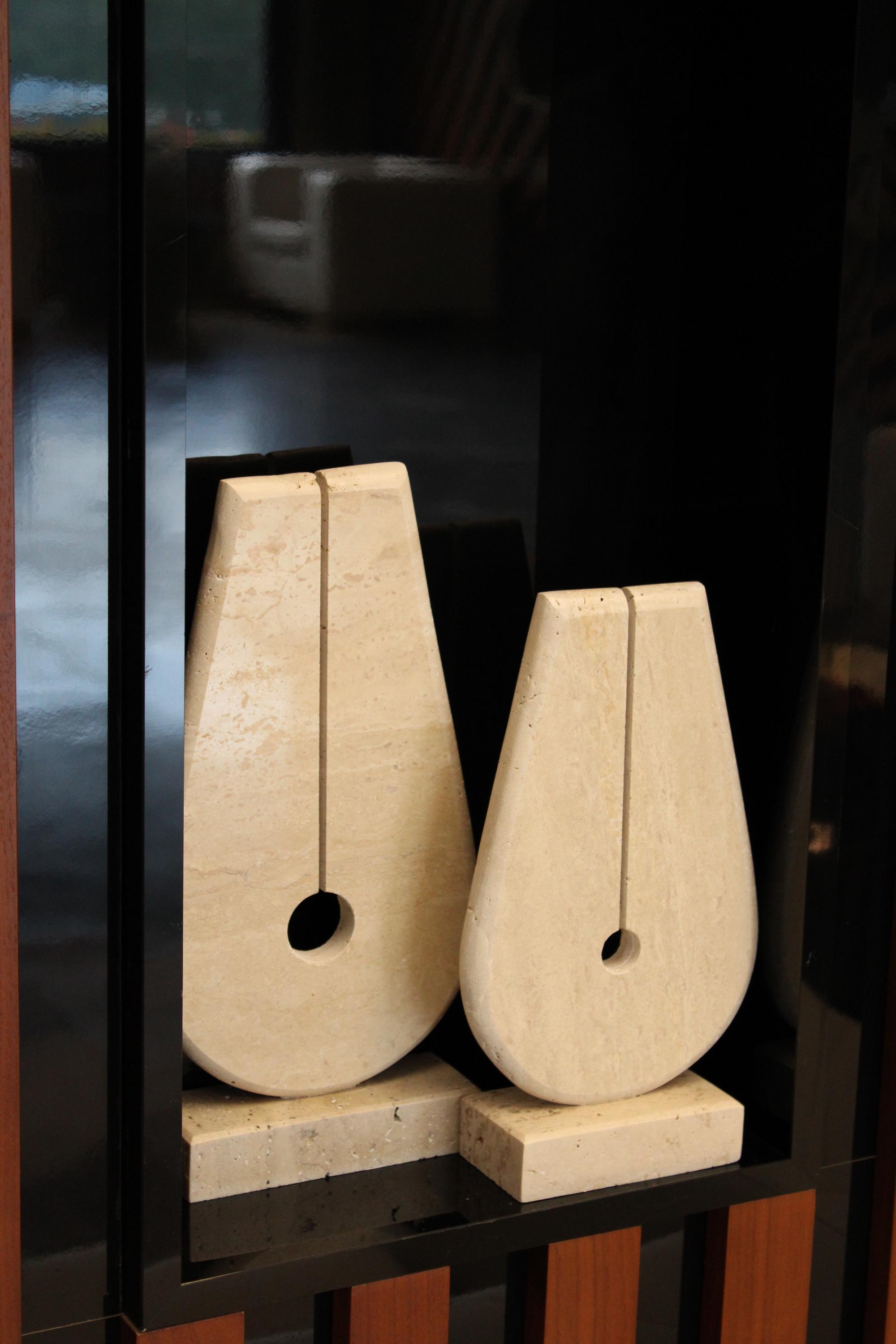 Travertine Decorative Objects Set of 2, Modern Home Decor, Natural ...