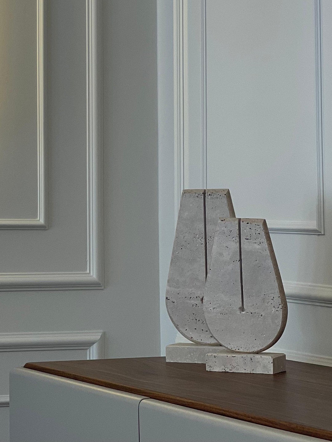 Travertine Decorative Objects Set of 2, Modern Home Decor, Natural ...