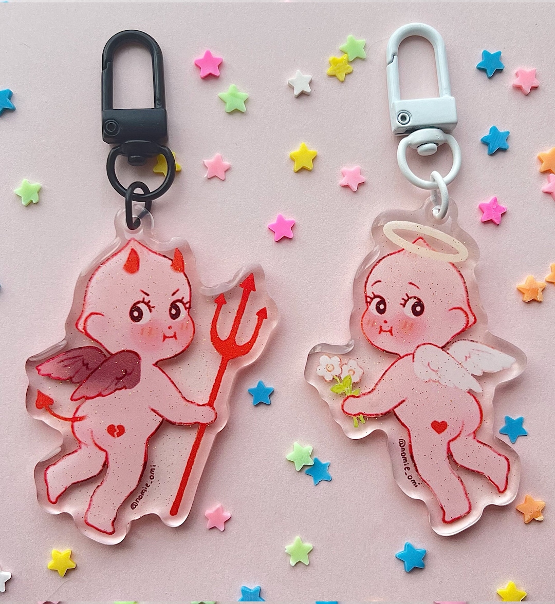 Kewpie Angel and Devil Acrylic Keychains! - Etsy