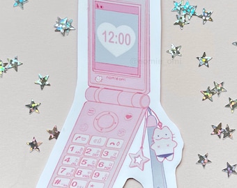 Y2k Flip Phone Holographic Vinyl Sticker, Decal for Laptops, Water ...