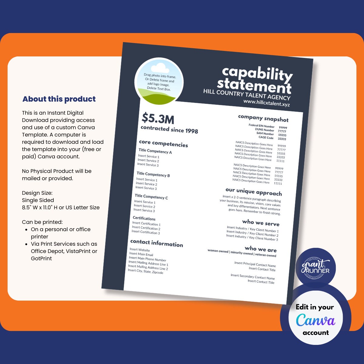 Consulting Intake Form Bold Capability Statement Template Customizable ...