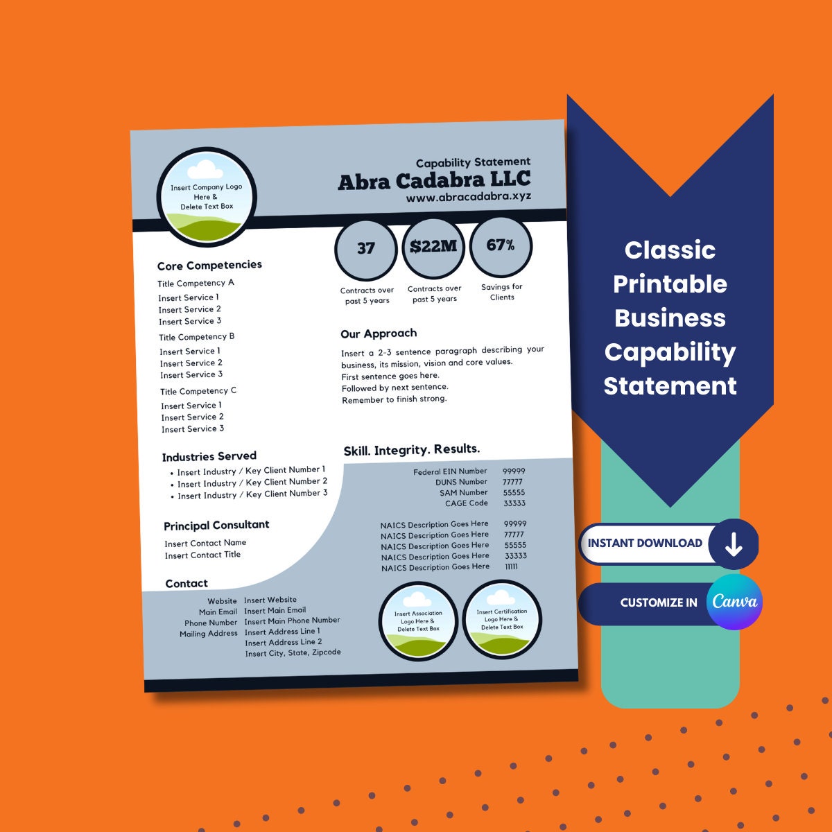 Consulting Intake Form | Classic Capability Statement Template ...