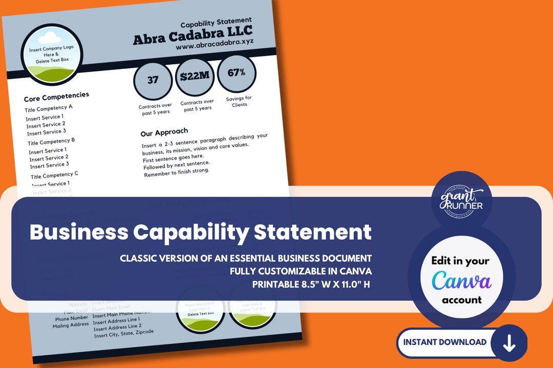 Consulting Intake Form Classic Capability Statement Template - Etsy