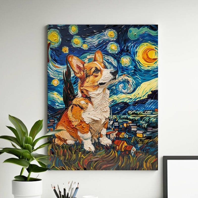 Corgi Starry Night - Etsy
