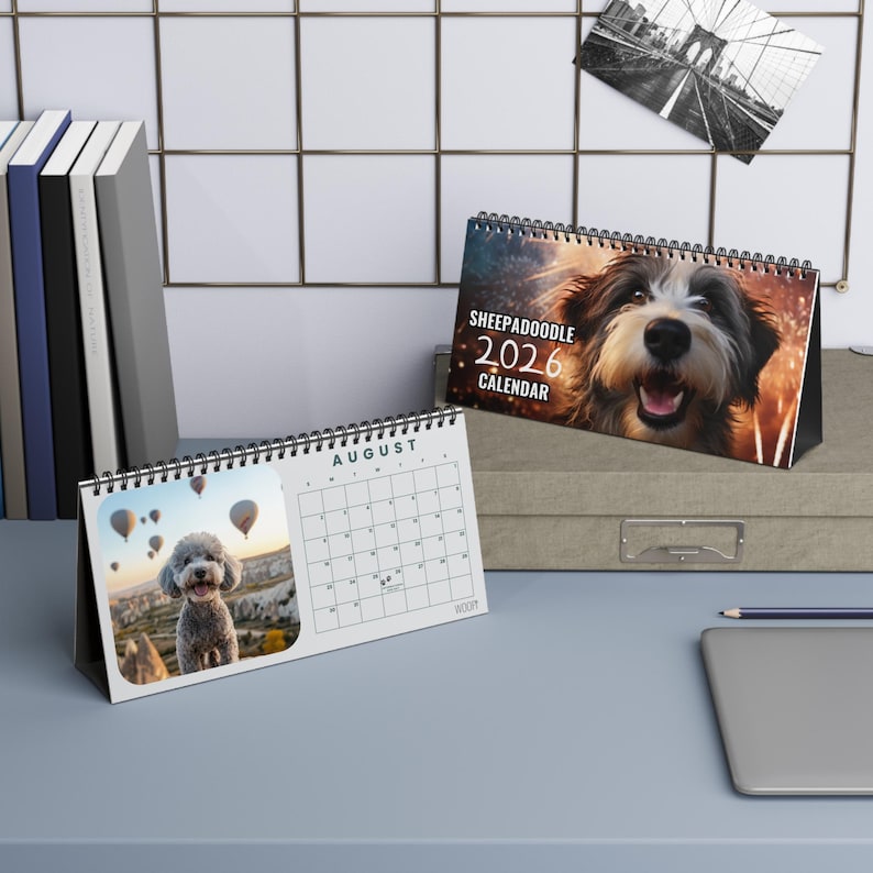 Sheepadoodle Dog Calendar 2026 : Desktop and Wall Calendar Options ...