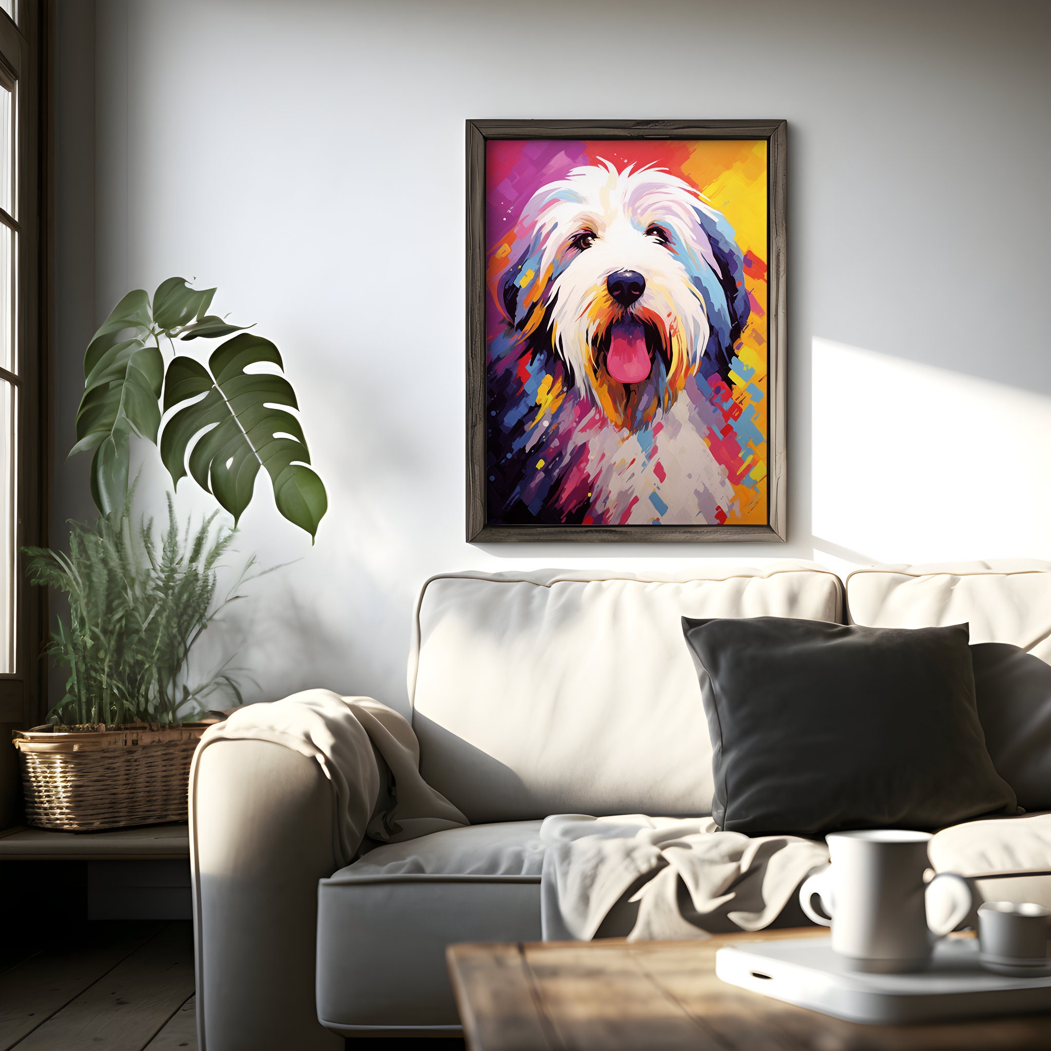 Old English Sheepdog Gifts Pop Art Prints, Sheepdog Canvas, Digital ...