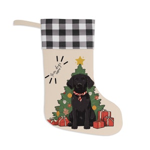Personalized Black Labrador Christmas Stocking, Plaid Cuff - Etsy