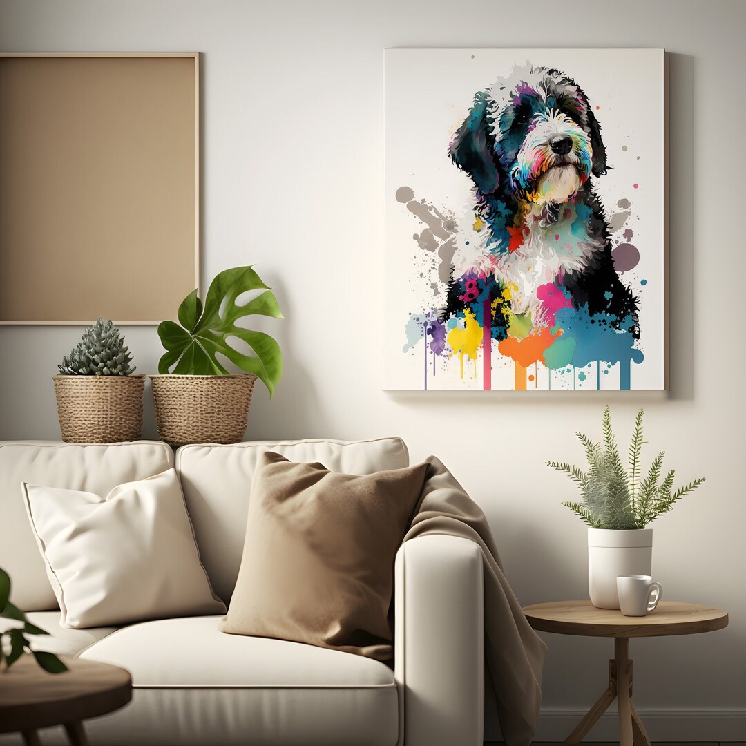 Sheepadoodle Gifts, Sheeppoo Poster Print, Sheepadoodle Dog Watercolor ...