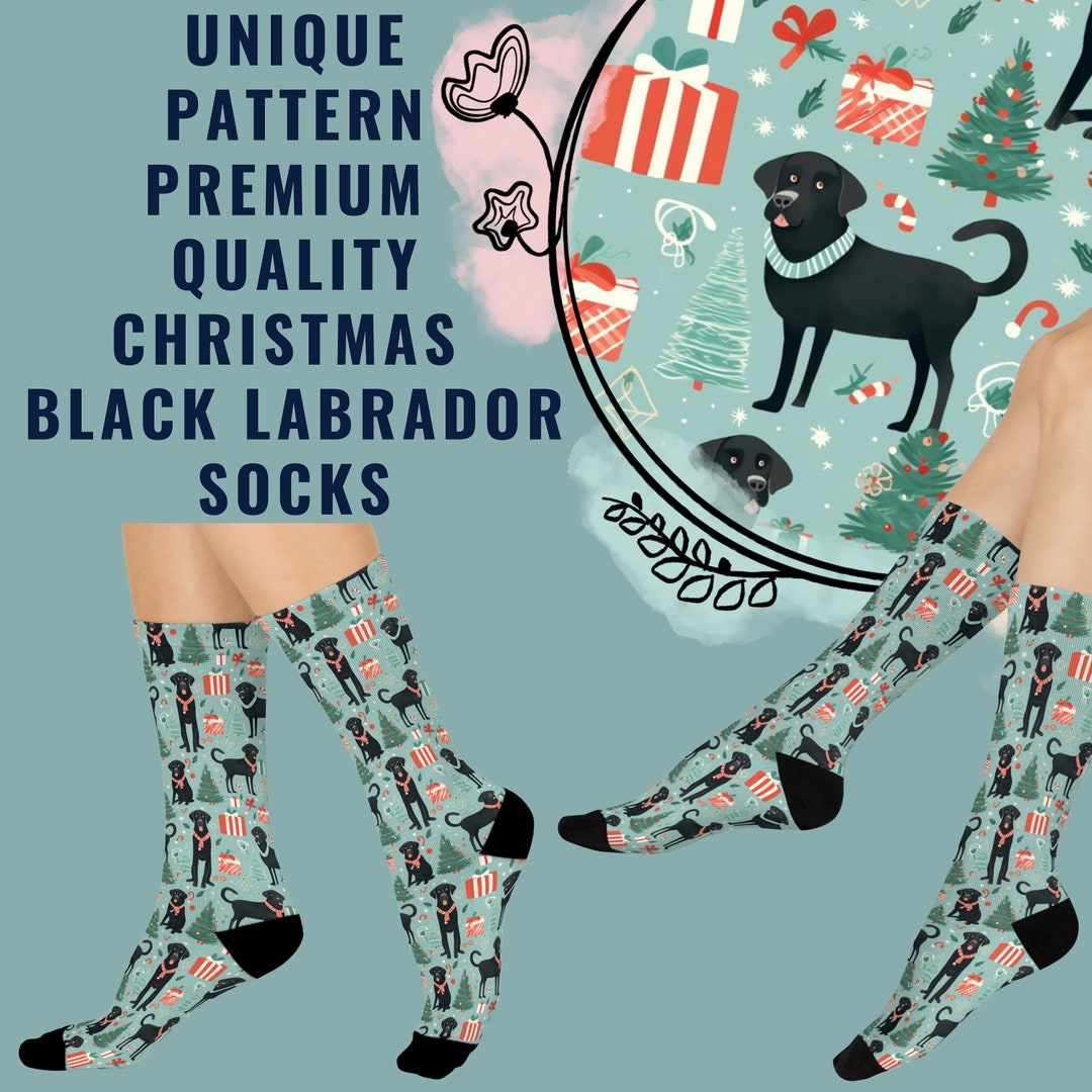 Black Labrador Gifts Socks, Labrador Christmas Socks, Labrador Dog ...