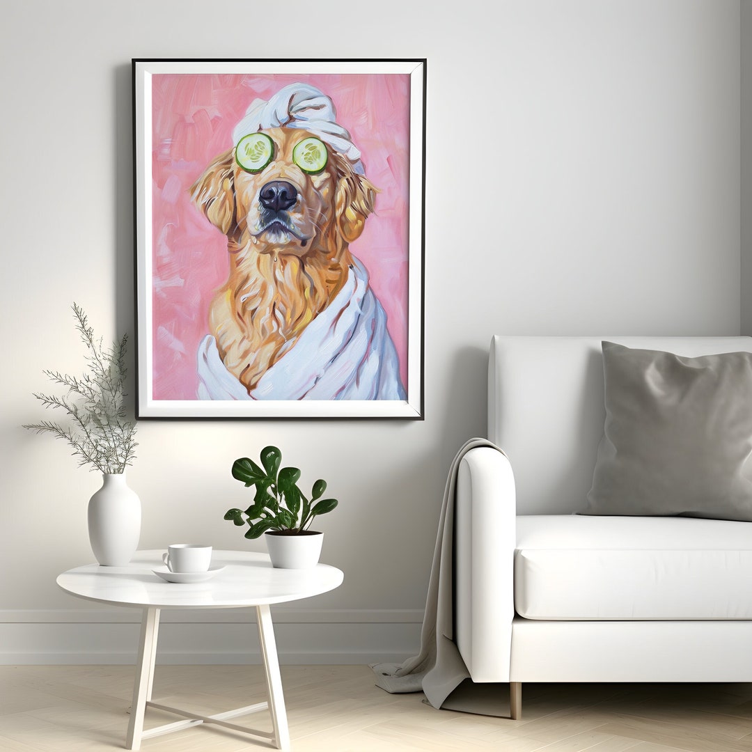 Golden Retriever Spa Day Art Print: Dog Groomer Gift (digital File) - Etsy