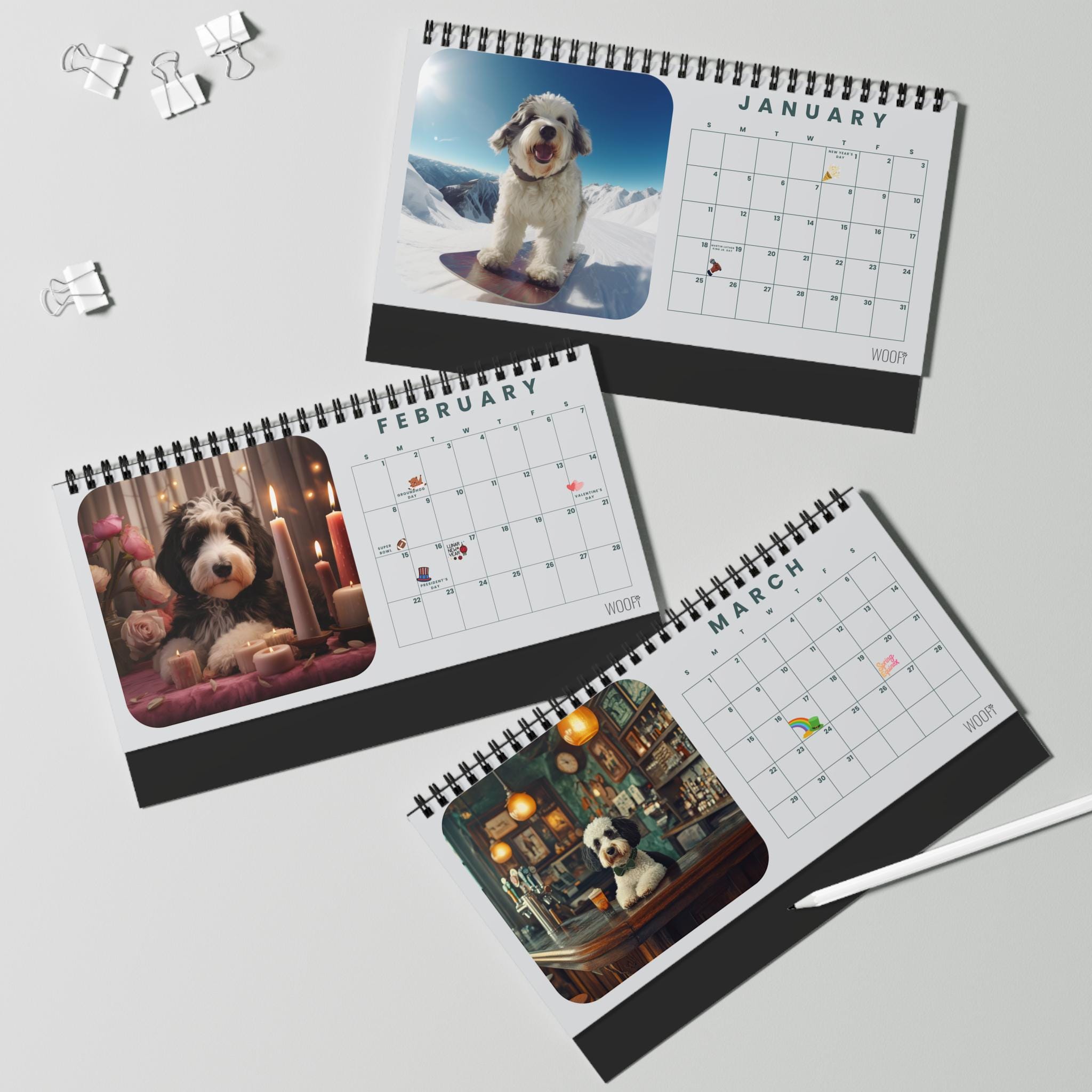 Sheepadoodle Dog Calendar 2026 : Desktop and Wall Calendar Options ...
