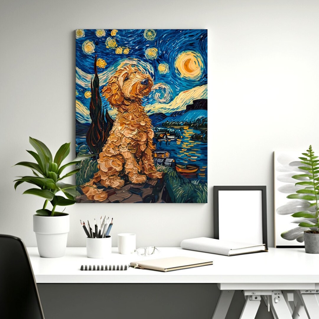 Goldendoodle Gifts, Starry Night Inspired Art, Goldendoodle Prints ...