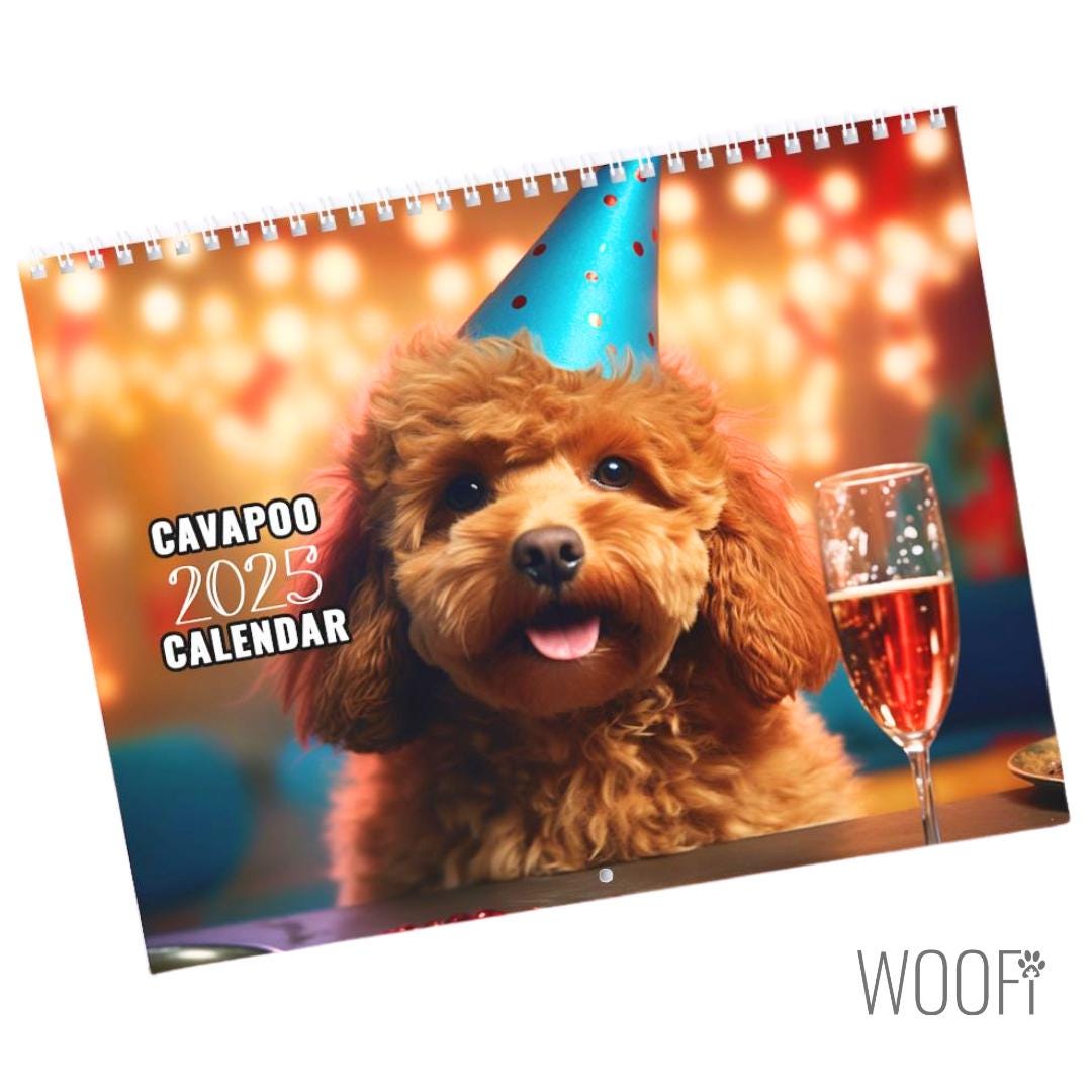 Cavapoo Calendar 2025, Cavoodle Wall Calendar Gift, 12 Month Hanging ...
