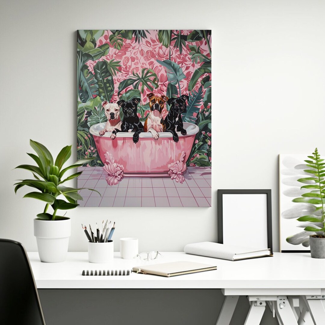 Pitbull Gifts, Bathroom Bathtub Inspired Art, Pitbull Prints, Pitty Dog ...