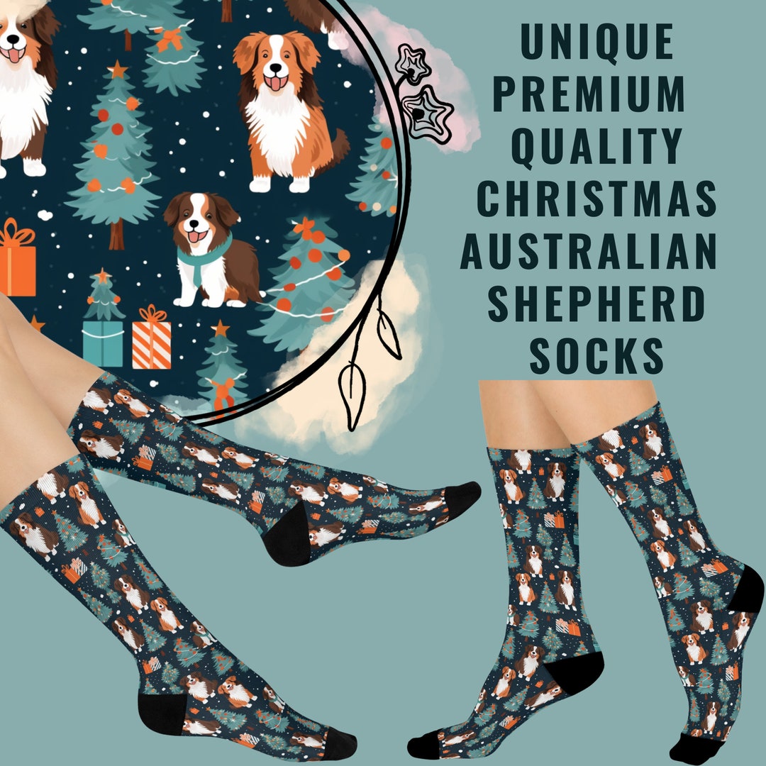 Australian Shepherd Gifts Socks, Aussie Dog Christmas Socks, Aussie ...