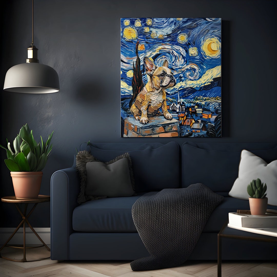 French Bulldog Gifts, Starry Night Inspired Art, Frenchie Prints ...