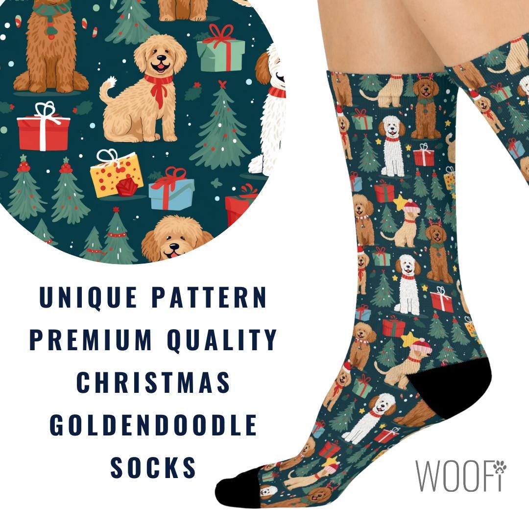 Goldendoodle Gifts Socks, Goldendoodle Dog Christmas Socks, Christmas ...