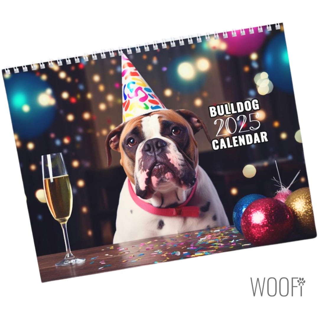Bulldog Calendar 2025, Bulldog Wall Calendar Gift, 12 Month Hanging ...