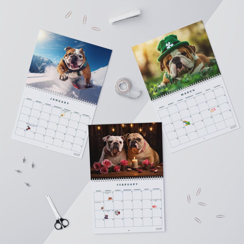 Bulldog Dog Calendar 2026 : Desktop and Wall Calendar Options, Supports ...