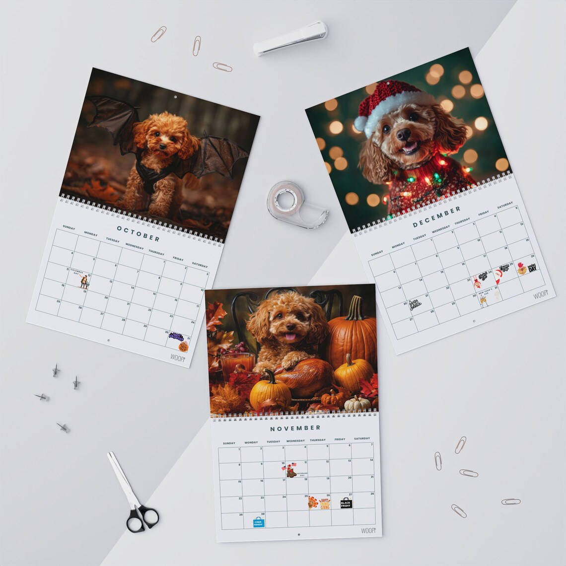 Cavapoo Dog Calendar 2026 : Desktop and Wall Calendar Options, Supports ...